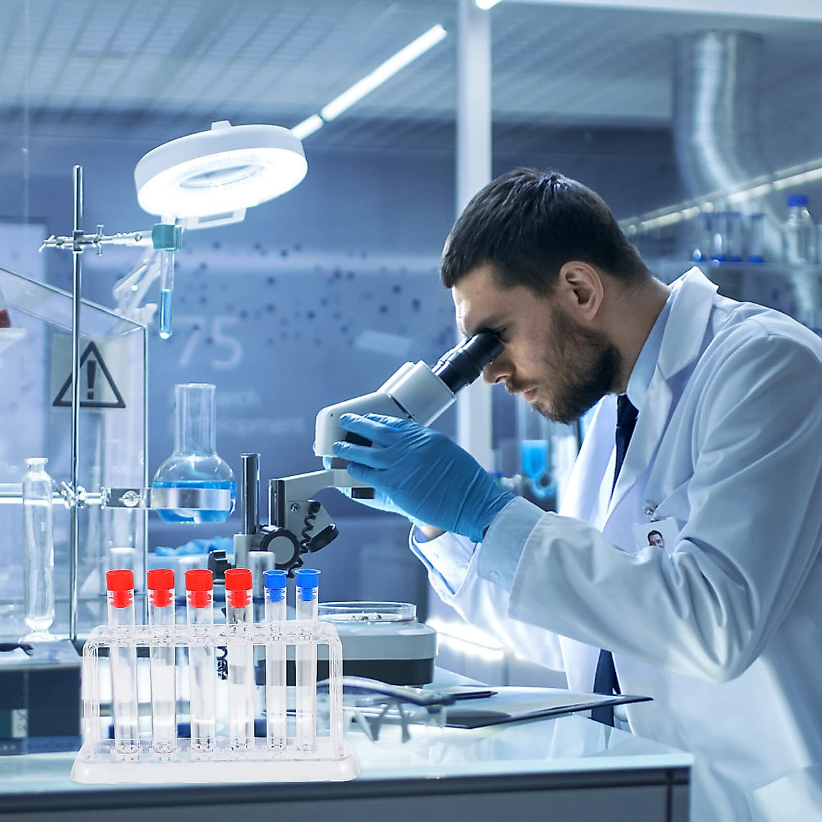 2 Sets Test Tube Rack Toy Containers with Lids Containers for Beads Test Tube Holder Lab Toy Storage Shelves Plastic Container with Lid Plastic Tube Holder Student Glass