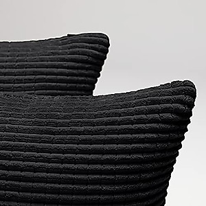 Deconovo Corduroy Throw Pillow Covers, Soft & Decorative Cushion Covers, Machine Washable, Set of 2 for Sofa, Couch, Bedroom & Living Room, Black, 20x20 Inch