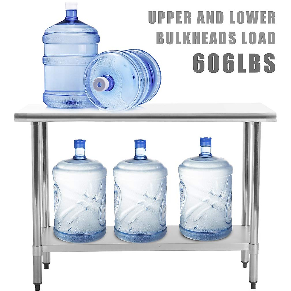 Kitchen Work Table NSF Certification Commercial Stainless Steel Prep Table W/Adjustable Foot Galvanized Base Shelf (24" x 48")