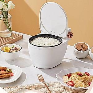 Generic Funny Rice Cooker Non-Stick Multi Cooker Toilet-Shaped Electric Cooking Pot For Stir Fry, Steak, Noodles, Soup Portable Hot Pot For Dorm, Office, Travel,toilet crock pot, white