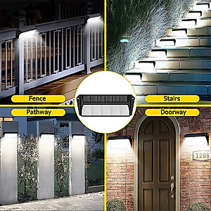 Solar Powered Deck Lights Solar Step Lights 6-Pack Wireless Waterproof Outdoor Stair Step Lights for Backyards Decks Driveway Fence Garden Garage Porch Pathway Patio Wall