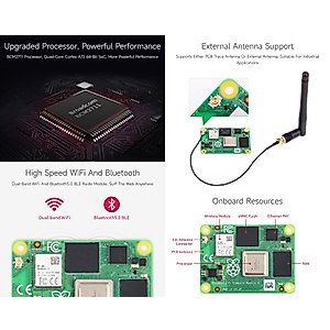 Waveshare Pi Compute Module 4 Comes with Heatsink 4GB RAM 32GB eMMC Flash with WiFi