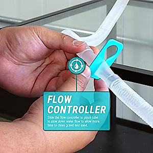 TERAPUMP TRFTCLN Aquarium Gravel Cleaner (BPA Free) Fish Tank Sand Cleaner Aquarium Gravel Cleaner with Long Nozzle & Water Flow Controller, (10-20 Gallon Tank)