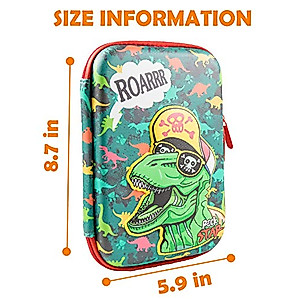 Pencil Case EVA T-rex Dinosaur Pen Pouch Holder Bag Big Capacity Desk Organizer Storage Marker Box Stationary Double Zippers for School Office Students Teen (Green)