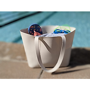 Bellwood Silicone Tote Shoulder Bag for Shopping Grocery Beach Pool Camping, Minimalism Standable Waterproof Washable, White