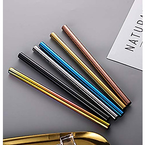 Sunwinc 100Pack Reusable Boba Straws&Jumbo Smoothie Straws-0.5" Wide. Stainless Steel 18/10 Extra Wide Reusable Metal Straws,Fat Boba Straws for Bubble Tea,Milkshakes,Jumbo Drinks (Rainbow-100Pack)