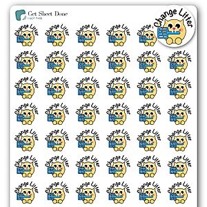 Change Cat LItter Planner Sticker / 54 Fun Vinyl Stickers (1/2”) / Pet Kitty Cat Litterbox Maintenance Care Reminder/Chores/Essential Productivity Life Planner (Matte Vinyl, 1 Sheet)