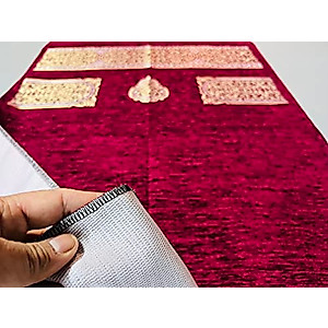 Muslim Prayer Rug, Prayer Mat, Special Turkish Prayer Mats, Prayer Rug for Muslim Man, Women, Kaaba Themed Janamaz for Salat, Namaz, 5 Time Prayers 44" x 27" 280gm (Red)
