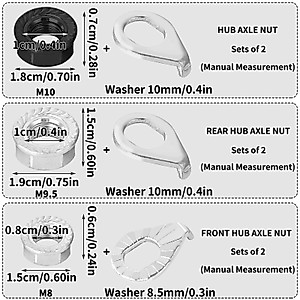 Yolev 6PCS Bike Wheel Axle Nut and Safety Washer Kit Bicycle Hub Flanged Axle Nut Steel Flange Nuts Wheel for Front and Rear Bike Wheel Mountain Road