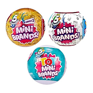 Generic 5 Surprise Mini Brands and Toy 3 Ball Bundle, Includes 1 Wave 1 Mini Brands Ball, 1 Series 2 Mini Brands Ball, and 1 Toy Mini Brand Ball