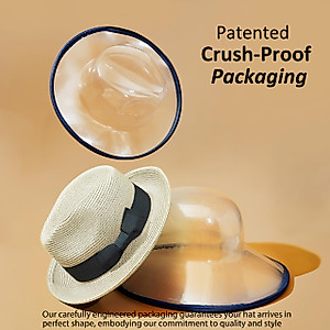 Joywant Men's Straw Fedora Sun Hats with Snap Brim UPF 50+ Protection Brim, Beach Panama Hat for Men (Large, Beige)