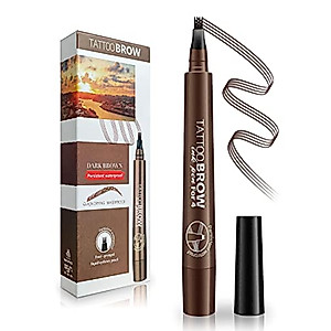 4 Point Eyebrow Pencil Dark Brown Waterproof Tint Makeup Pen Creates Natural Looking Brows and Stays on 24H
