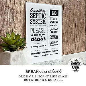 5x7 Inch Sensitive Septic System Please Be Kind to the Drain Designer Kitchen Sign ~ Ready to Stick, Lean or Frame ~ Premium Finish, Durable