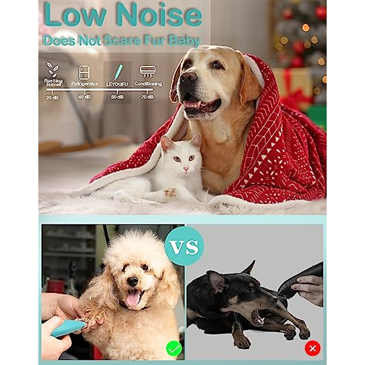 lexflext Dog Grooming Clippers, Dog Paw Trimmer with Detachable Ceramic Blade for Trimming Small Areas of Pet's Hair, Low Noise Paw Grooming Shaver for Cat's Eyes Face Ears Paws (Blue)