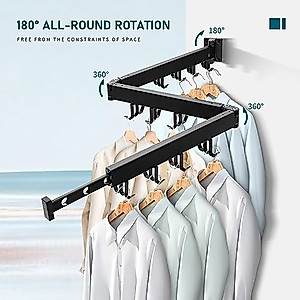 Augot Clothes Drying Rack, Tri-Fold Laundry Drying Rack Wall Mount, Retractable Clothes Hanger Rack Space-Saver, Collapsible Laundry Drying Rack for Laundry, Balcony, Bedroom-User Friendly & Durable