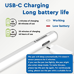 RENAISSER Turing 530 Pen for iPad, Japan Made Paper-Feel Pen Tip, Special Note-Taking/Writing Stylus, Epson CPU Inside, Designed in Houston, Made in Taiwan