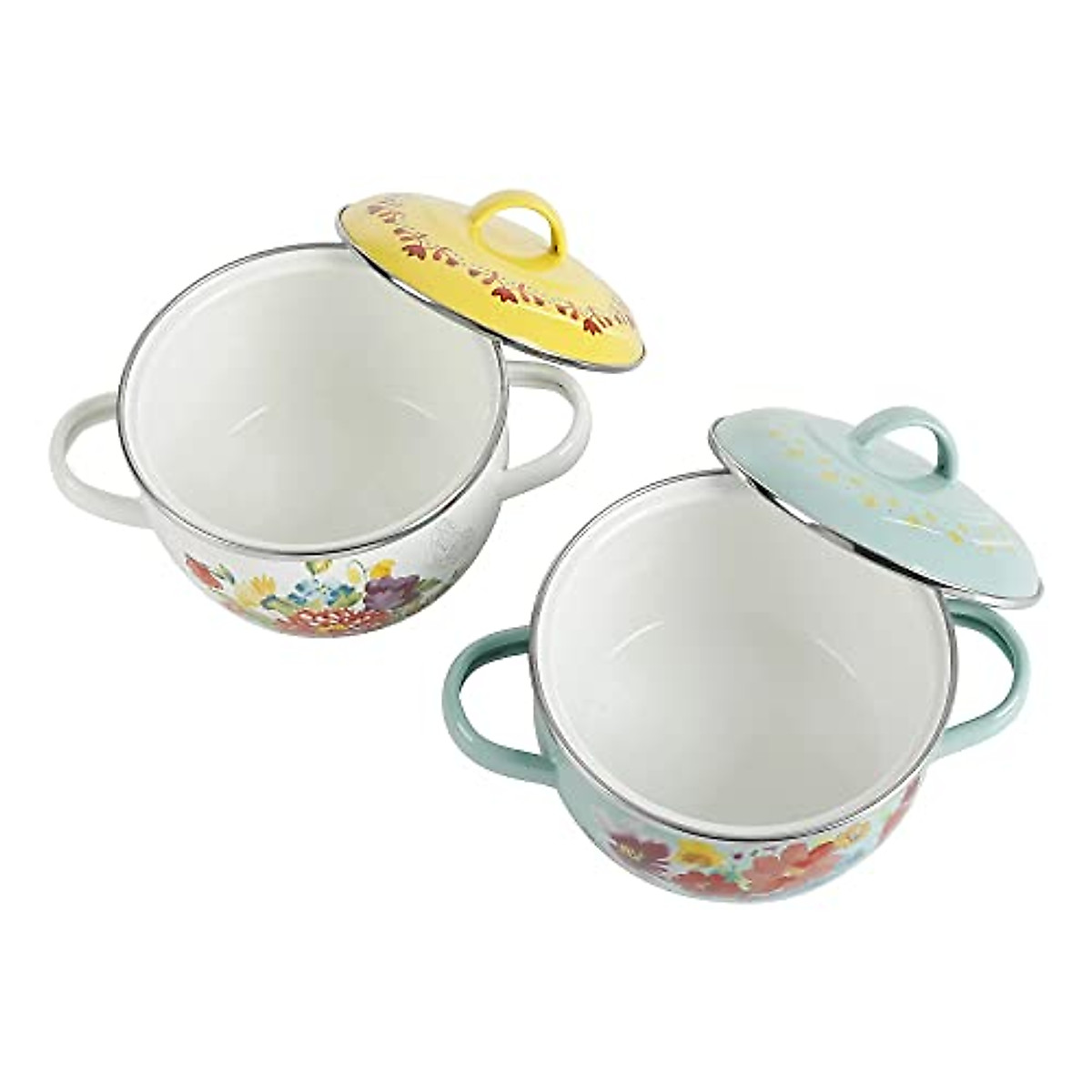 The Pioneer Woman Breezy Blossom Mini Dutch Oven with Lid - 2 Pack of 1.05QT Mini DutchOvens