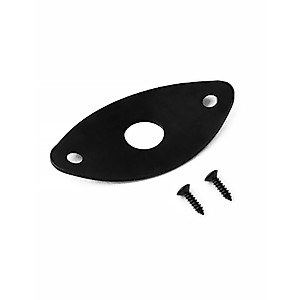 Bogart Guitar Jack Socket Plate Curved Oval Football Style Output Jack Plate Compatible with Les Paul Ibanez Jackson Guitar or Bass with Mounting Screws Black. (HJ 003-BK)