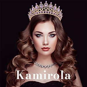 Kamirola Royal Queen Crown and Tiaras Princess Crown for Women and Girls Crystal Headbands for Bridal, Princess for Wedding and Party (Purple)