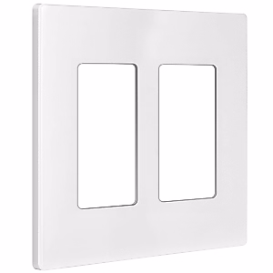 ENERLITES - SI8832-W-STICKER Screwless Decorator Wall Plates Child Safe Outlet Covers, Size 2-Gang 4.68" H x 4.73” L, Unbreakable Polycarbonate Thermoplastic, SI8832-W, Glossy, White