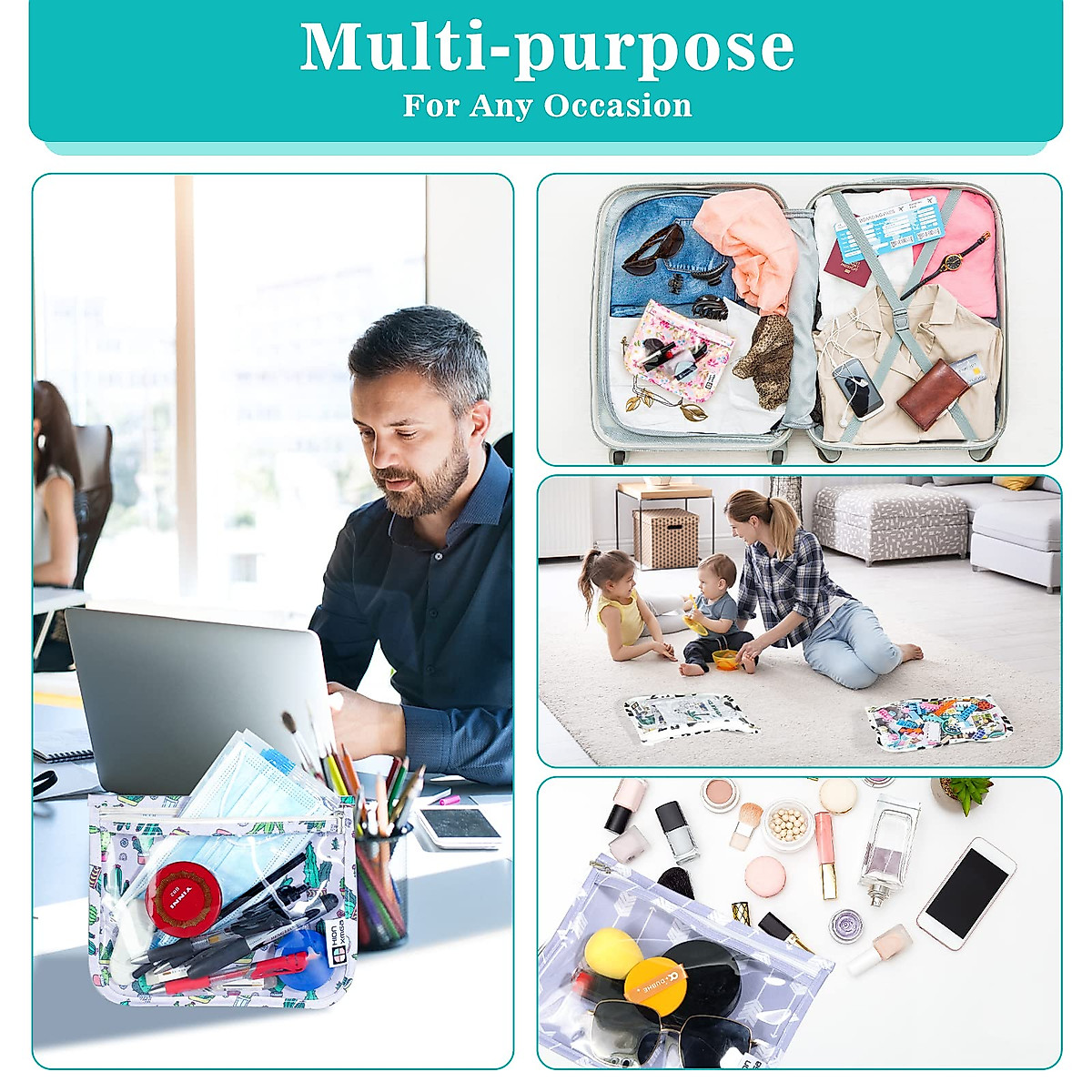 HIONXMGA TSA Approved Toiletry Bag, Set of 3 Clear Travel Toiletry Bag Quart Size Zipper Travel Pouch, Waterproof Makeup Cosmetic Bag for Women Men Kids Toiletries Carry on, Sailing