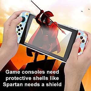 Camomile and Polka Dot Printed Protective Case Cover Compatible with Switch Game Console Controller with Holder Stand
