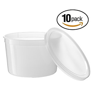 [10 Count 64 Oz Combo] Basix Round Clear Food Storage Deli Container With Lids, Perfect For Meal Prep Soup, Ice Cream, Freezer, Dishwasher And Microwave Safe