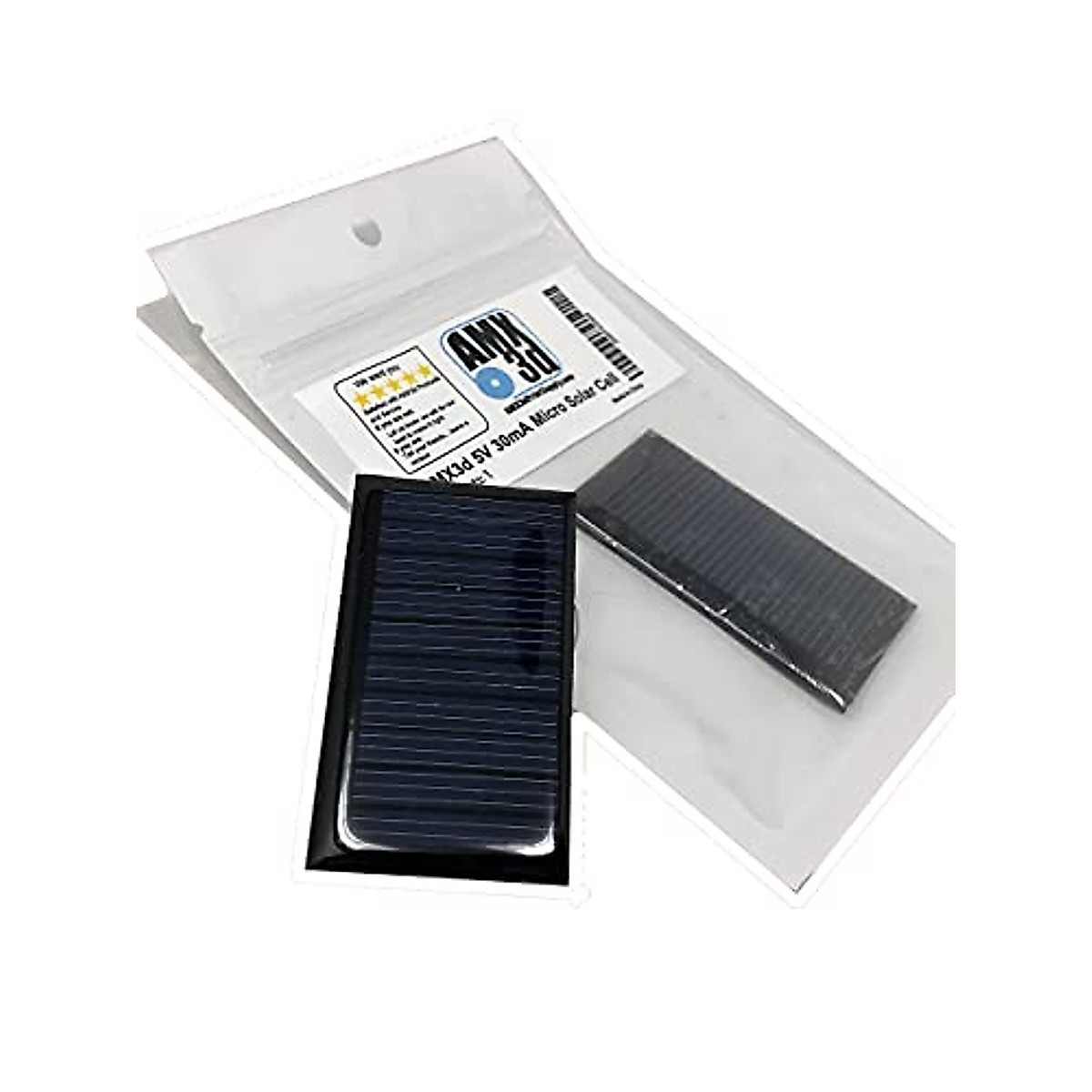 AMX3d AMX Solar 5V 30mA 53X30mm Micro Mini Power Solar Cells for Solar Panels- DIY Projects - Toys - Classrooms - Labs - Solar Charge 3.6v