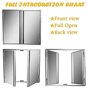 Supllueer BBQ Access Door Outdoor Kitchen 304 Brushed Stainless Steel Doors for Outdoor Kitchen, Outdoor Cabinet, Barbeque Grill or BBQ Island Built in BBQ Doors(31" W x 24" H)