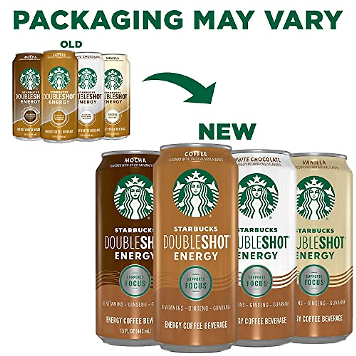 Starbucks Doubleshot Energy Drink Coffee Beverage, White Chocolate, 15 oz Cans (12 Pack) (Packaging May Vary)
