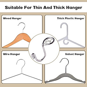 HolyMaji Metal Clothes Hanger Connector Hooks, 60 Pack Sturdy Hanger Extender Hooks, Space-Saving Clothes Hanger Connector Hooks, Stainless Steel Hooks for Hangers Closet Wardrobe