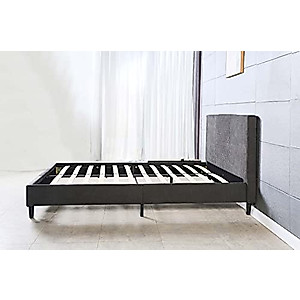 UMATRU King Size Upholstered Platform Bed Frame with Modern Headboard, Wooden Slats Support, No Box Spring Needed for Boys Girls Teens Adults, Under Bed Storage (Grey, King)