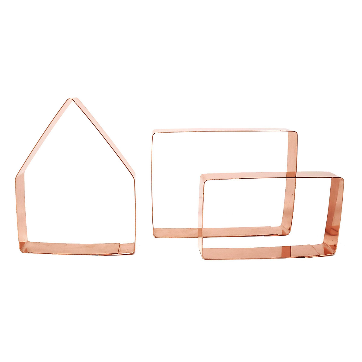 Bake Your Own Small Gingerbread House Kit 3 Piece Copper Christmas Cookie Cutter Set by The Fussy Pup