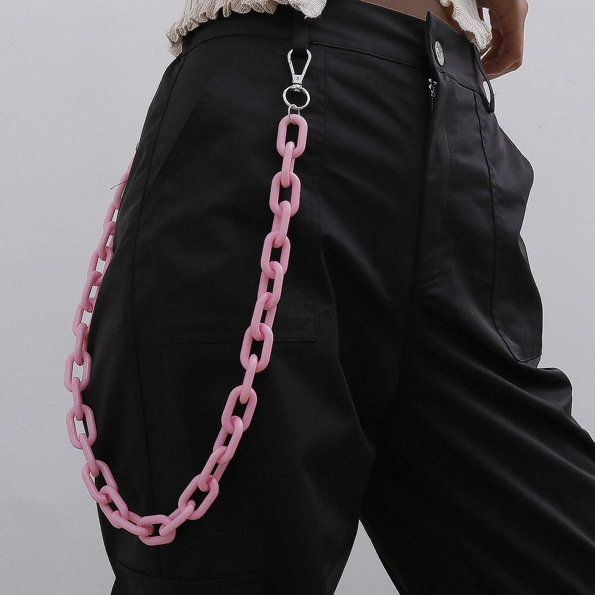 Sither Color Acrylic Jean Chains Wallet Chain Pocket Chain Belt Chains Keychain Hip Hop Punk Jean Pants Wallet Chains for Women and Men Gift on Halloween (pink)