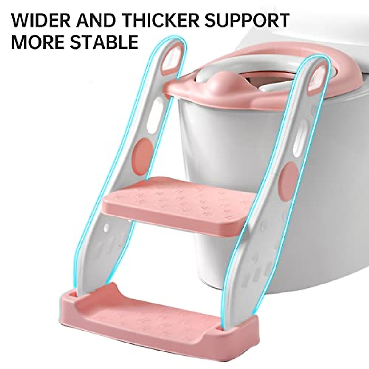 Toddlers Potty Training Toilet Girls, Kids Potty Chair Step Stool, Potty Seat Toilet Step Stool Ladder Fedicelly (Pink)