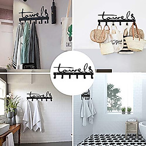 Goutoports Bathroom Towel Rack Wall Mount Towel Holder Kitchen Metal Holder Rack 6 Hooks Hot Tub Accessories Rustproof and Waterproof (Black)