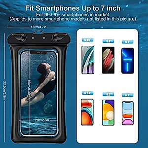 Universal Waterproof Phone Pouch,Waterproof Phone Pouch Compatible for iPhone 13 12 11 Pro Max XS Max XR X 8 7 Samsung Galaxy s10/s9 Up to 7.0", IPX8 Cell Phone Dry Bag -2 Black