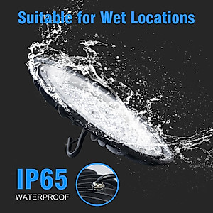 Eilpass Super Bright High Bay LED Shop Lights - 150W 5000K Daylight, 21000LM 120VAC with 5ft Cord & US Plug. Standard US Hook, IP65 Waterproof led high Bay UFO Lights