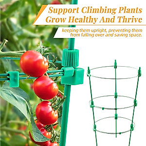 Tomato Cage Plant Support Cage for Garden 4 PACK, 18 Inch Tomato Trellis Garden Cages with 3 Adjustable Rings, Tomato Plant Stakes for Climbing Plants, Flowers, Fruit, Vegetables