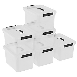 Xeabia 18 Quart Plastic Storage Latch Bins with Handles, Clear Storage Boxes with Lids, 6 Packs