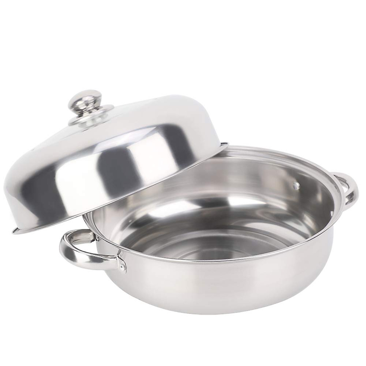 28CM stainless steel single-layer soup pot, hot pot, steamer, soup pot, new heightened steel and glass composite cover, open flame, induction cooker, infrared, electric stove heating