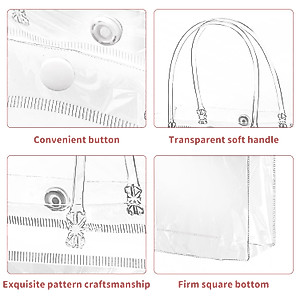 Clear Plastic Gift Bags with Handle, 50 Pcs Transparent Reusable Tote Bags Bulk Small Gift Wrap Candy Goodie Bags for Party Wedding Birthday Boutique Shopping School Baby Shower (5.1 x 5.9 x 2.7 Inch)
