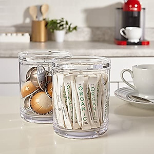 STORi Stackable Apothecary Jars (Set of 2) | 30-oz Organizer for Kitchen Counters and Pantry Shelves | 2 Pack Storage Container with Tray Lid