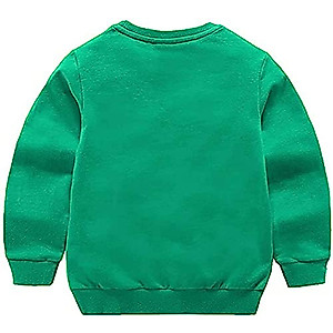 OdilMacy Unisex Kids Solid Cotton Thin Pullover Sweatshirt Toddler Baby Crewneck Long Sleeve T-Shirt Tops Green