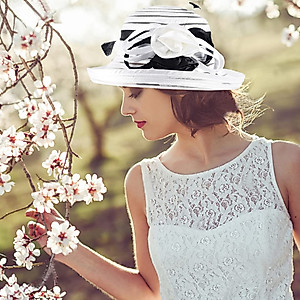 Women Kentucky Derby Church Dress Bucket Hat Fascinators Bridal Tea Party Wedding Hat (S027-Red)