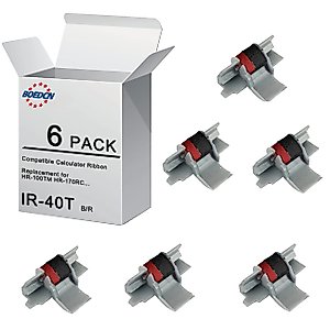 6 Pack Compatible Calculator Ribbon Replacement for Casio hr-100tm hr-170RC Ink IR-40T Calculator Ink Roller Compatible with Casio HR-100TM Canon P23-dhv CP13 Sharp EL-1801V, Individually Sealed, B/R