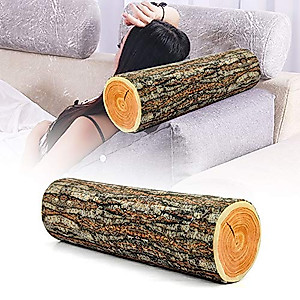 Throw Pillow, Creative Simulation Cylinder Tree Stump Shaped Throw Pillow Cushion Home Decor Brown