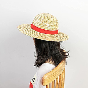 Maedack Luffy Straw Hat Multifunctional Anime Cartoon Character Sunscreen Straw Hat Cosplay Sun Hat for Adults