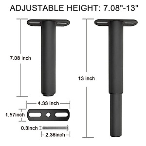 Skuehod Metal Adjustable Bed Legs Replacement Set of 4,Center Support Legs for Steel Bed Frame Slat Support (7"-13")