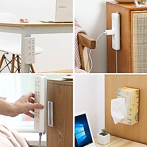 4Pcs Self-Adhesive Desktop Socket Fixer - Self Adhesive Power Strip Holder, Power Strip Holder fixator, Desktop Mountable Plug-in Socket Fixer Bracket Stand (White)